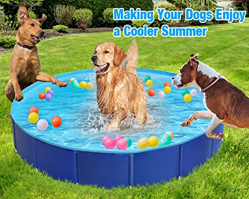 MINK Dog Pools for Large Dogs 63“x12,Durable Puncture-Resistant and Kiddie Pool Hard Plastic - The Dog Bathtub is Constructed with Super Durable 3 Layers Laminated PVC for Long Lasting (XXL-63“x12)