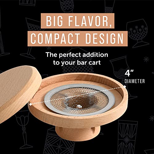 Wood-Fired Cocktail Smoker - Bring a New Dimension of Flavor to Your Cocktails - Small, Compact Design, Great for Bar Carts - Oak Chips Included