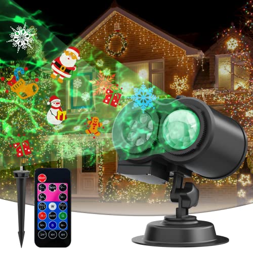 Christmas Light Projector, 20 Slides 10 Colors LED Holiday Projector Light for Outdoor Indoor,Waterproof 2H/4H/6H Timing Night Light Projector with Remote for Xmas,Halloween,Party Decoration