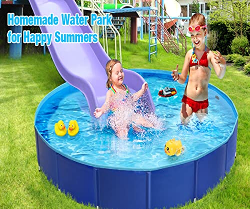 MINK Dog Pools for Large Dogs 63“x12,Durable Puncture-Resistant and Kiddie Pool Hard Plastic - The Dog Bathtub is Constructed with Super Durable 3 Layers Laminated PVC for Long Lasting (XXL-63“x12)