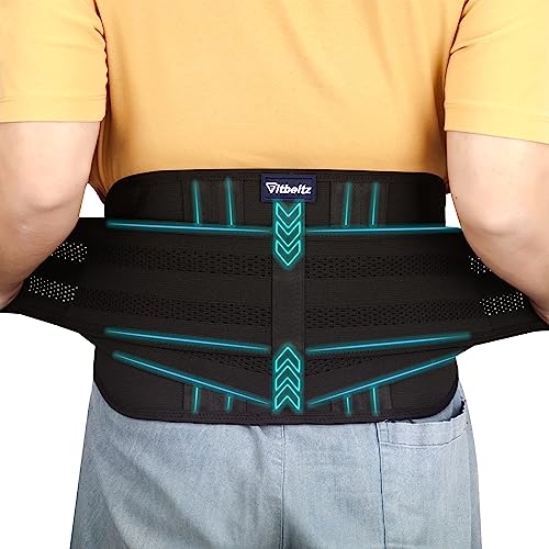FITBELTZ Back Brace for Men and Women Back Belt for Lower Back Pain Relief, Herniated Disc, Sciatica and Scoliosis, Breathable Mesh and Adjustable Lumbar Lower Back Support Belt