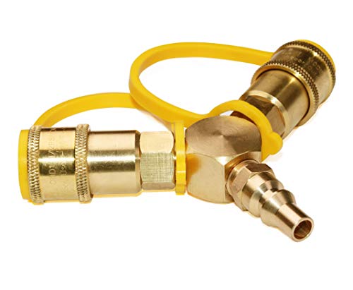 DOZYANT 1/4'' RV Propane Quick Connect Y Splitter Adapter for RV Trailer and Quick Connect Propane Hose Connect to Motorhome Tabletop Grill, 2 Way LP Gas Adapter 1/4" Quick Connect or Disconnect Kit