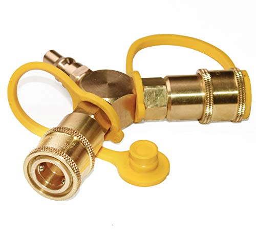 DOZYANT 1/4'' RV Propane Quick Connect Y Splitter Adapter for RV Trailer and Quick Connect Propane Hose Connect to Motorhome Tabletop Grill, 2 Way LP Gas Adapter 1/4" Quick Connect or Disconnect Kit