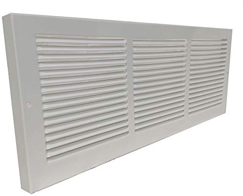 White Steel Baseboard Return Grill with 7/8" Turn Back (24" x 6")