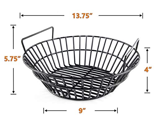 Porcelain Steel Charcoal Ash Basket Fits for Large Big Green Egg Grill, Kamado Joe Classic, Pit Boss, Louisiana Grills, Primo Kamado Grill and Large Grill Dome