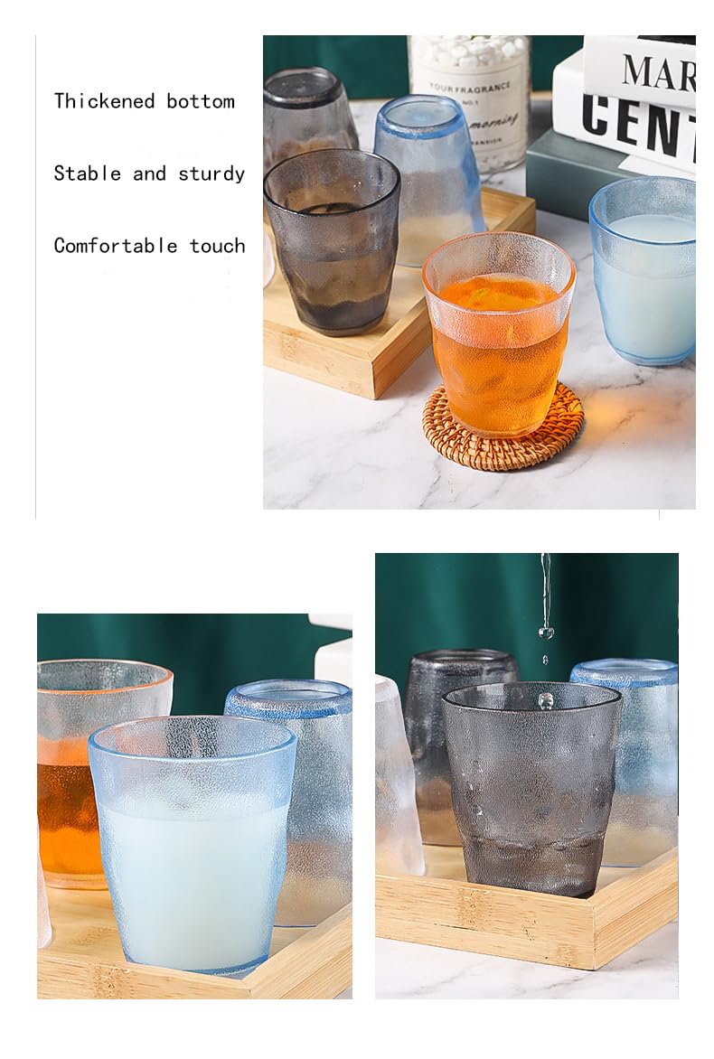 czmylzytt Set of 8 Acrylic Drinking Cups, 8 Oz Reusable Plastic Drinking Glasses, Juice Cups for Hot and Cold Drinks, BPA-Free, Drinking Cups Suitable for Party, Kitchen (Cups-Grey)