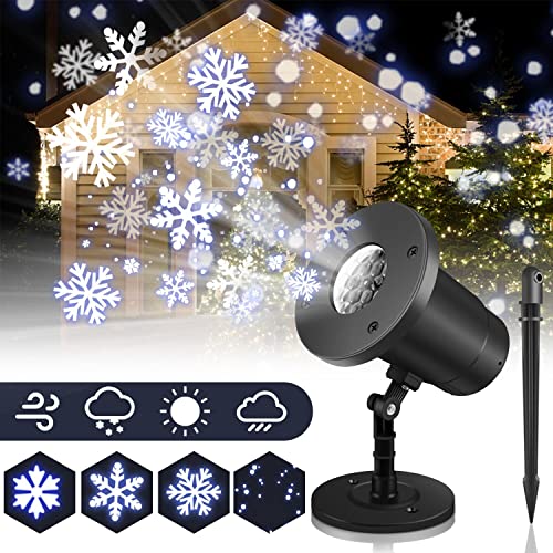 Christmas Lights, Christmas Snowflake Projector Lights Outdoor - Liwarace LED Snowflake Lights - Waterproof Plug in Xmas Lights - Indoor/Outdoor Christmas Decorations Gifts for Women/Men