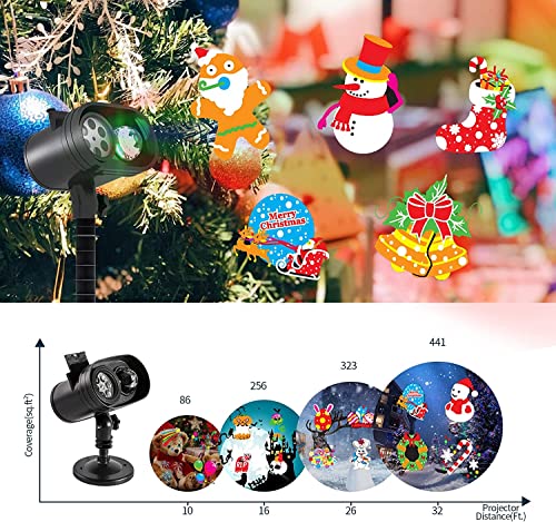 Christmas Outdoor Reflectors Nativity Projector Light Ocean Wave Projector 2in1 3D LED 18 HD Slides Window Wonderland Projector House Xmas Indoor Holiday Party Projection Lights All Seasons