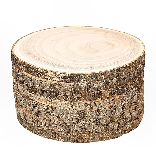 Pllieay 8Pcs 12-13 Inch Wood Slices, Natural Wood Slices for Centerpieces Large Unfinished Round Wood Pieces for Ornaments, Wood Circles for Wedding, Table Centerpieces Decor and Other DIY Crafts