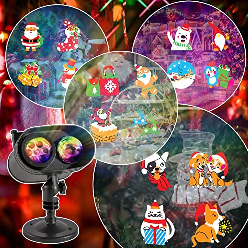 Christmas Outdoor Reflectors Nativity Projector Light Ocean Wave Projector 2in1 3D LED 18 HD Slides Window Wonderland Projector House Xmas Indoor Holiday Party Projection Lights All Seasons