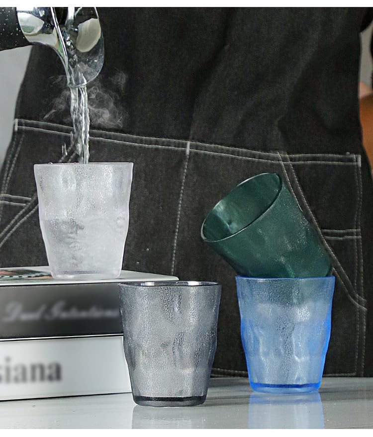 czmylzytt Set of 8 Acrylic Drinking Cups, 8 Oz Reusable Plastic Drinking Glasses, Juice Cups for Hot and Cold Drinks, BPA-Free, Drinking Cups Suitable for Party, Kitchen (Cups-Grey)