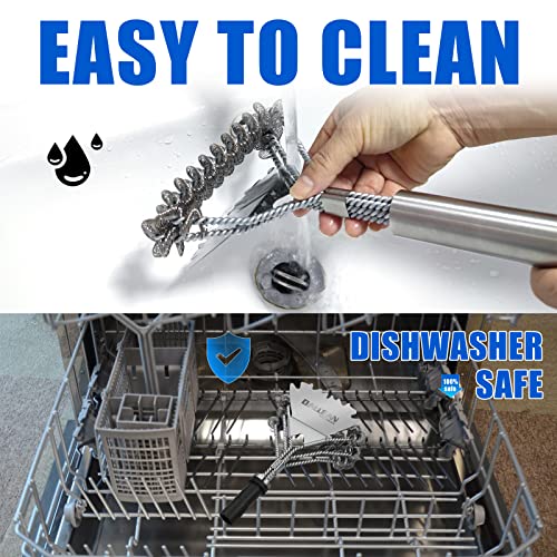 BBQ Grill Brush Bristle Free for Outdoor Grill, Grill Accessories with Replaceable Grill Brush Head, TH-2218 Grate Cleaner,BBQ Cleaning Brush,Grill Brush Set, Bristle Free Grill Brush and Scraper