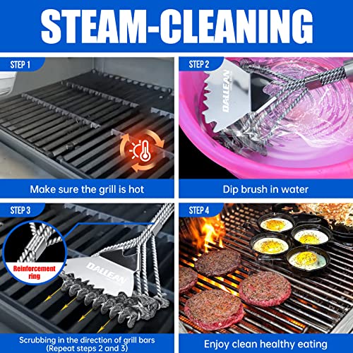 BBQ Grill Brush Bristle Free for Outdoor Grill, Grill Accessories with Replaceable Grill Brush Head, TH-2218 Grate Cleaner,BBQ Cleaning Brush,Grill Brush Set, Bristle Free Grill Brush and Scraper