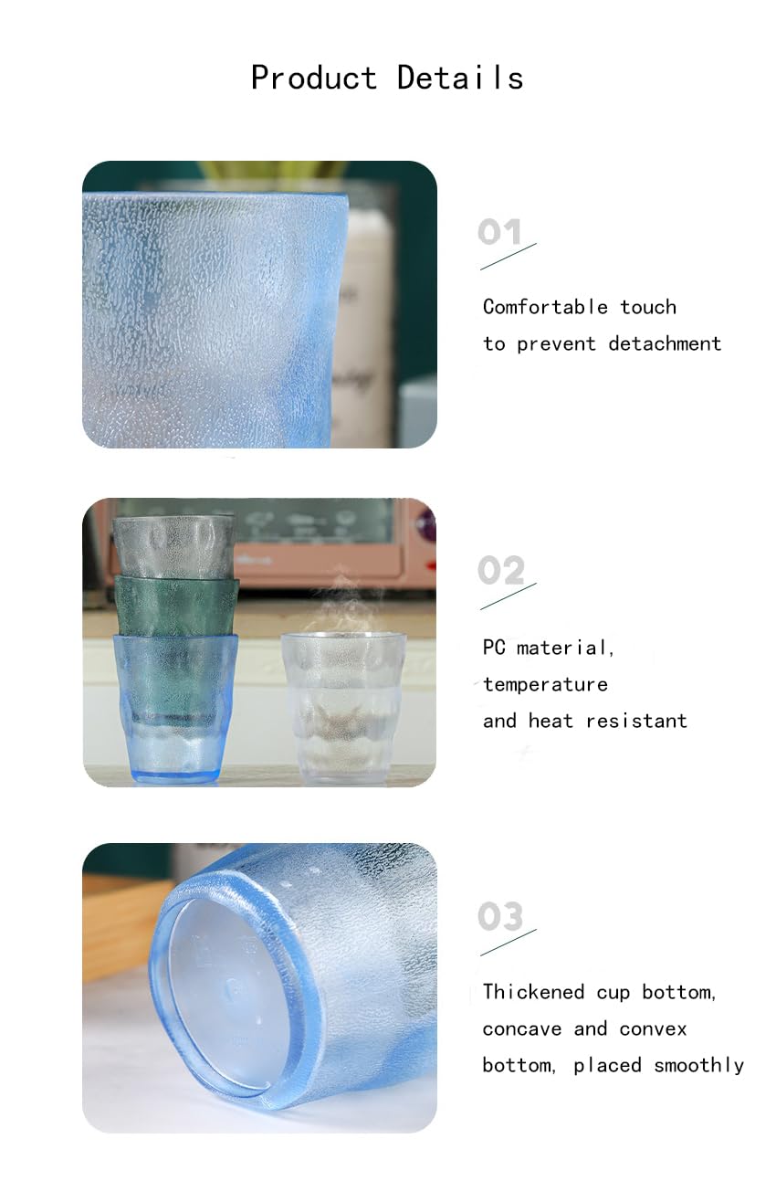 czmylzytt Set of 8 Acrylic Drinking Cups, 8 Oz Reusable Plastic Drinking Glasses, Juice Cups for Hot and Cold Drinks, BPA-Free, Drinking Cups Suitable for Party, Kitchen (Cups-Grey)