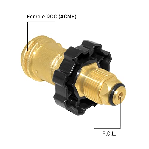 Joywayus Universal Propane Tank Adapter Converts POL to QCC1 / Type 1,Brass Valve Control Safety Device Propane Hose Adapter with Wrench,Old to New Connection Type