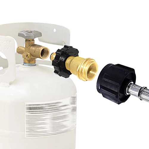 Joywayus Universal Propane Tank Adapter Converts POL to QCC1 / Type 1,Brass Valve Control Safety Device Propane Hose Adapter with Wrench,Old to New Connection Type