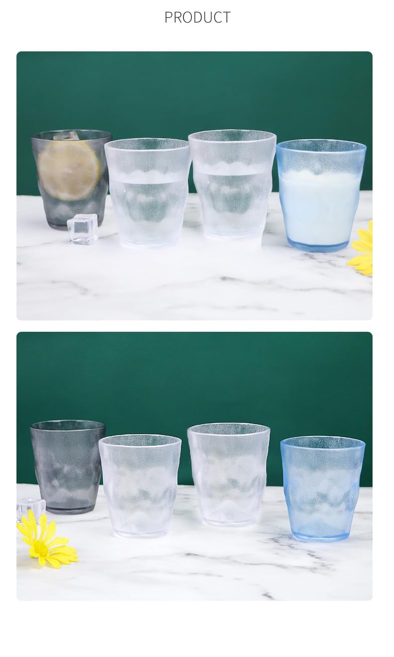 czmylzytt Set of 8 Acrylic Drinking Cups, 8 Oz Reusable Plastic Drinking Glasses, Juice Cups for Hot and Cold Drinks, BPA-Free, Drinking Cups Suitable for Party, Kitchen (Cups-Grey)