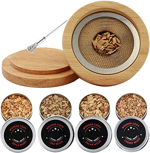 Cocktail Smoker, Seqissur Old Fashioned Smoker Kit with 4 Flavors Wood Chips for Whiskey/Drink/Bourbon, Gift for Men/Whiskey Lover