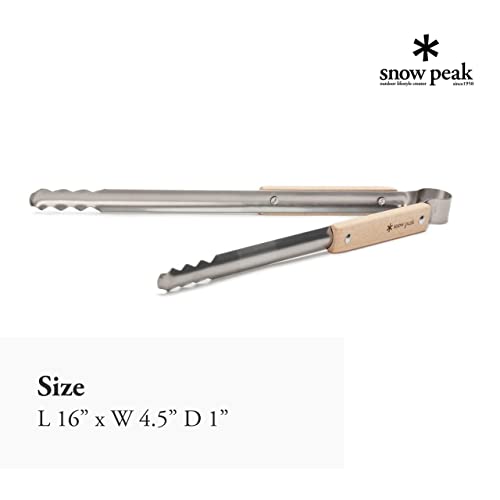 Snow Peak Barbecue Tongs - Sturdy & Durable Grilling Tools - Stainless Steel - 7.6 oz