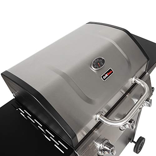 Grill Boss GBC1932M Outdoor BBQ 3 Burner Propane Gas Grill for Barbecue Cooking with Top Cover Lid, Wheels, & Side Shelves, Black