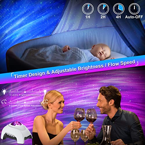 Vinwark Star Projector, Galaxy Projector, Northern Lights Aurora Projector for Bedroom with Music Bluetooth Speaker and White Noise, Starry Night Light Projectors for Kids Adults