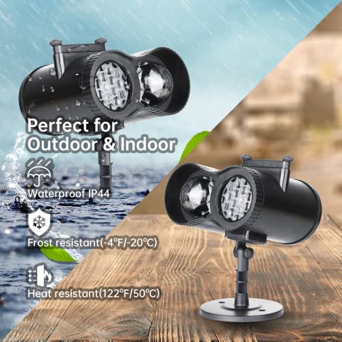 Halloween Christmas Projector Lights Outdoor 2-in-1 Waterproof Ocean Wave Projector Lights 26 HD Effects 3D Pattern & Ocean Wave with RF Remote Control for Xmas Thanksgiving Holiday Party Garden Decor