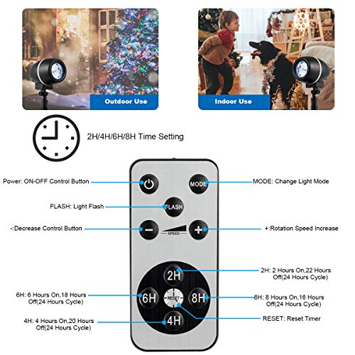 Tangkula Christmas Snowflake LED Projector Lights, Rotating Snowfall Projection with Remote Control, Outdoor Landscape Decorative Lighting for Christmas, Holiday, Party, Wedding, Garden, Patio