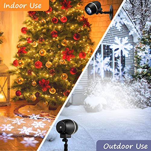 Tangkula Christmas Snowflake LED Projector Lights, Rotating Snowfall Projection with Remote Control, Outdoor Landscape Decorative Lighting for Christmas, Holiday, Party, Wedding, Garden, Patio