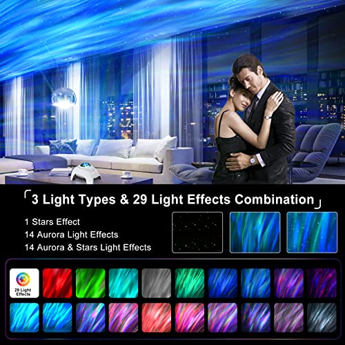 Vinwark Star Projector, Galaxy Projector, Northern Lights Aurora Projector for Bedroom with Music Bluetooth Speaker and White Noise, Starry Night Light Projectors for Kids Adults