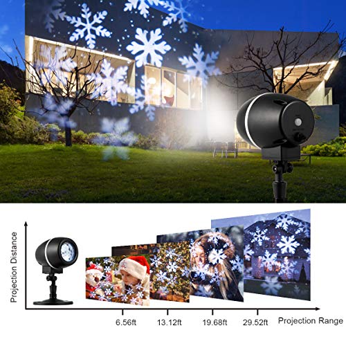 Tangkula Christmas Snowflake LED Projector Lights, Rotating Snowfall Projection with Remote Control, Outdoor Landscape Decorative Lighting for Christmas, Holiday, Party, Wedding, Garden, Patio