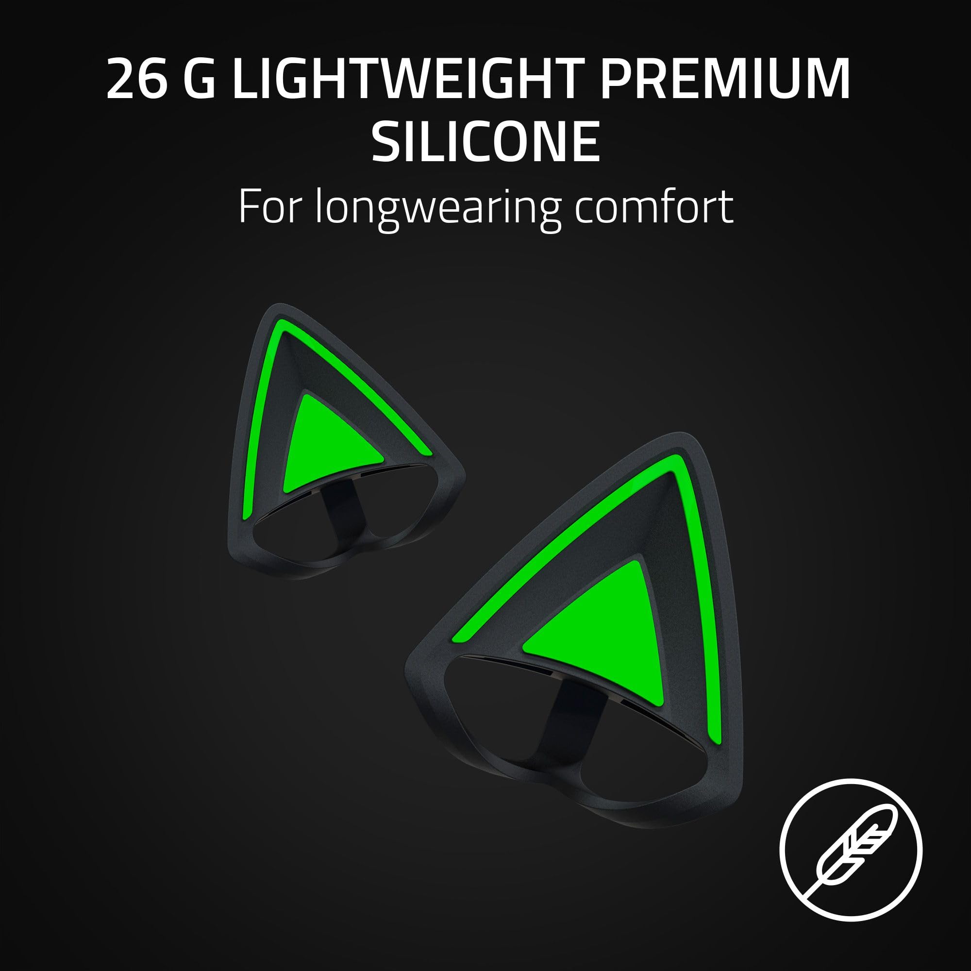 Razer Kitty Ears V2: Clip-on Kitty Ears for Headsets, Gaming Headphones - Universal Fit - Versatile, Adjustable Straps - Lightweight Sillicone - Durable & Comfortable - Classic Black