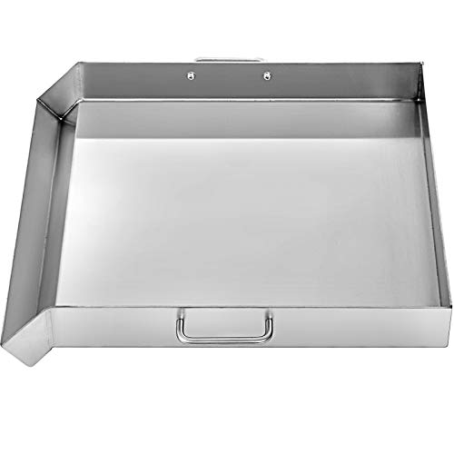Happybuy Stainless Steel Griddle,32" X 17" Universal Flat Top Rectangular Plate, BBQ Charcoal/Gas Grill with 2 Handles and Grease Groove with Hole,Grills for Camping, Tailgating and Parties