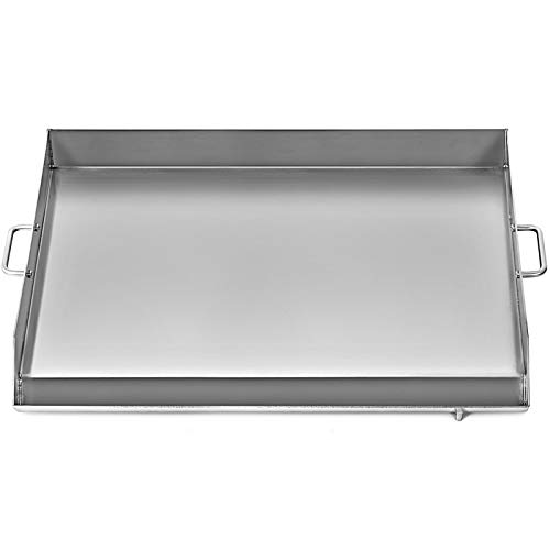 Happybuy Stainless Steel Griddle,32" X 17" Universal Flat Top Rectangular Plate, BBQ Charcoal/Gas Grill with 2 Handles and Grease Groove with Hole,Grills for Camping, Tailgating and Parties