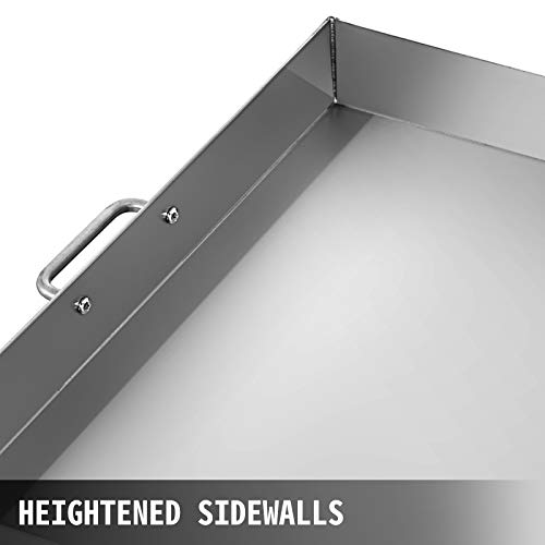 Happybuy Stainless Steel Griddle,32" X 17" Universal Flat Top Rectangular Plate, BBQ Charcoal/Gas Grill with 2 Handles and Grease Groove with Hole,Grills for Camping, Tailgating and Parties