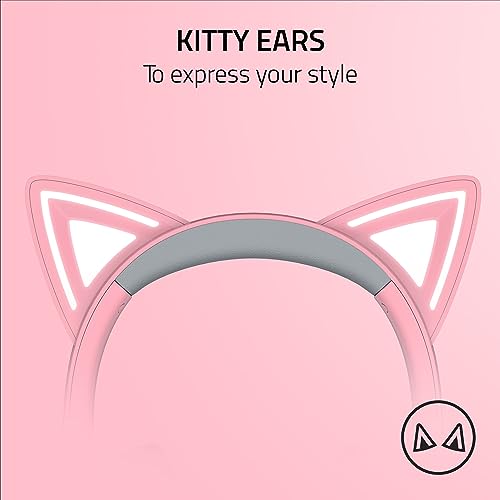 Razer Kraken Kitty V2 USB Wired Headset: Chroma RGB Kitty Ears - Stream Reactive Lighting - HyperClear Cardioid Mic - 40 mm Drivers - 7.1 Surround Sound - Comfortable Ear Cushions - Quartz Pink