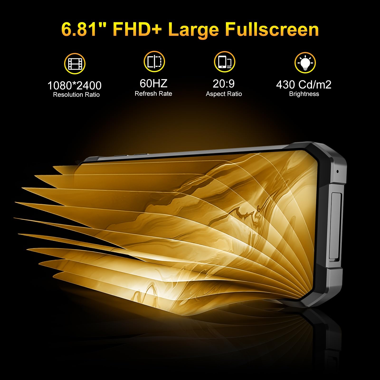 8849 Tank Rugged Smartphone, 22000mAh(66W) 22GB+256GB 4G Android Phone Unlocked with 1200LM Camping Light, IP68 Waterproof 6.81" Android 12 Rugged Cell Phone, 108MP Camera, Single Speaker/NFC/OTG