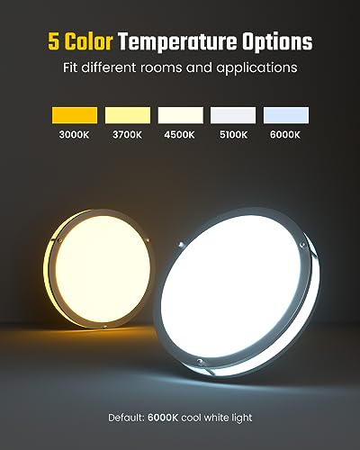 SUPERDANNY 36W LED Flush Mount Ceiling Light Fixture, 13 Inch Modern Ceiling Lamp, 3000K/3700K/4500K/5100K/6000K Dimmable Ceiling Lights for Bedroom Kitchen Hallway Bathroom (Brushed Nickel, 2 Pack)
