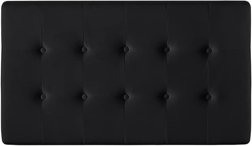 24KF Black Wall Mounted Tufted Button Twin Headboard,Soft Comfortable Velvet Padded Twin Size Headboard -6035-T-Black