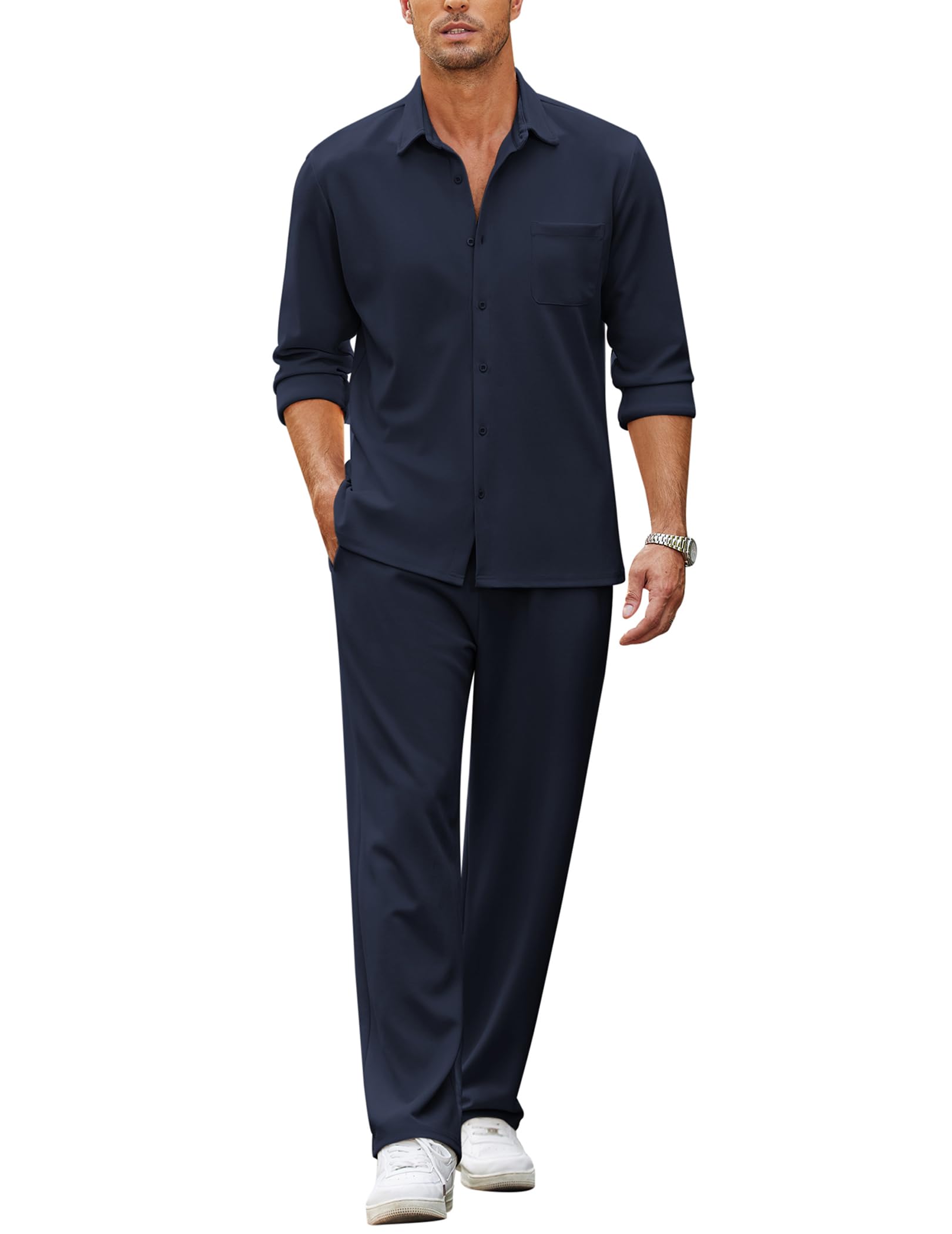 COOFANDY Men's Tracksuit 2 Piece Shirts and Pants Sets Casual Fashion Streetwear suit sets