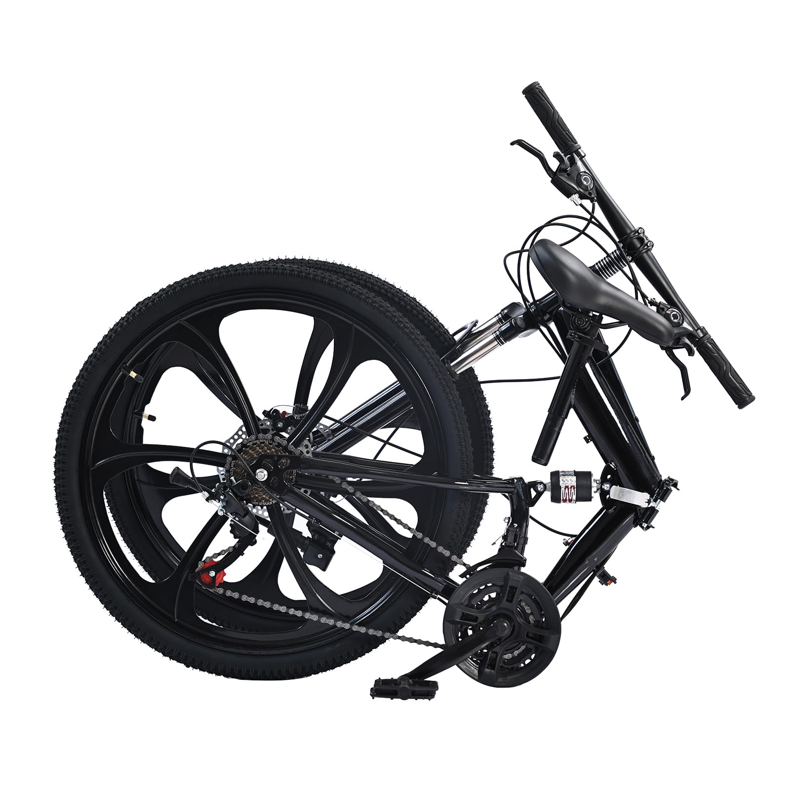 SABUIDDS 26 Inch Folding Mountain Bike for Adults - Men and Women Foldable Bicycle, 6-Blade Wheel | High-Carbon Steel Frame | Height Adjustable | Weight Capacity up to 330 lbs