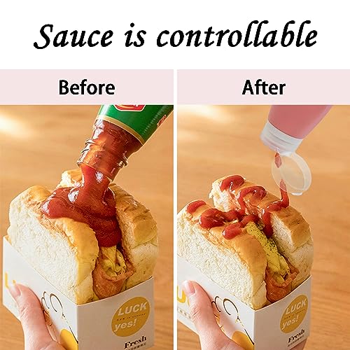 TACYKIBD 4Pcs Salad Dressing Container to Go, Mini Squeeze Bottles for Sauces, Small Condiment Bottles, Travel Condiment Containers for Lunch with 2Pcs Cleaning Brush(Column, 1.3OZ)