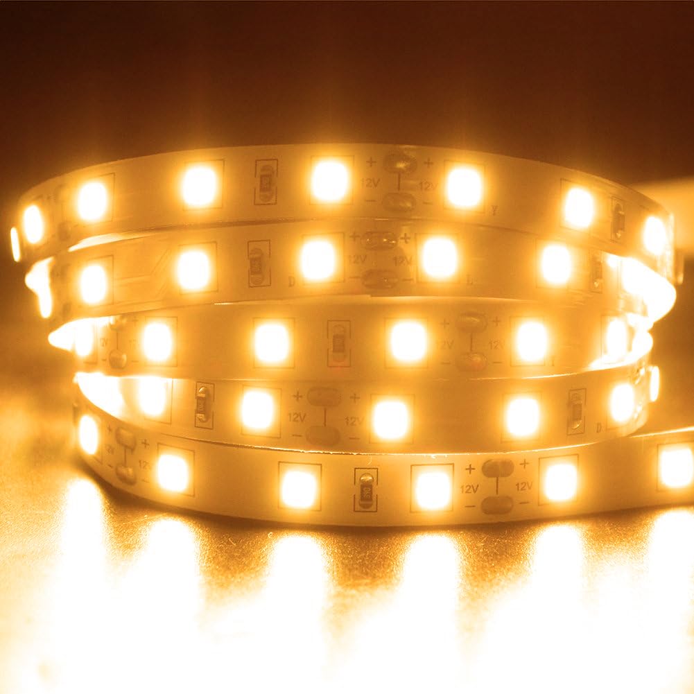 16.4ft LED Flexible Light Strip, Super Bright 300 Units LEDs SMD 4040 12V Non-Waterproof Light Strips Ribbon for DIY Christmas Holiday Home Kitchen Party Decoration (Warm White)