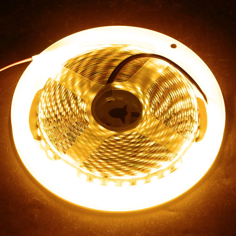 16.4ft LED Flexible Light Strip, Super Bright 300 Units LEDs SMD 4040 12V Non-Waterproof Light Strips Ribbon for DIY Christmas Holiday Home Kitchen Party Decoration (Warm White)