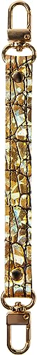 Qoosan Genuine Leather for Galaxy Z Fold 5 Case with Strap Card Holder Hinge Protection Wallet Case, Gold