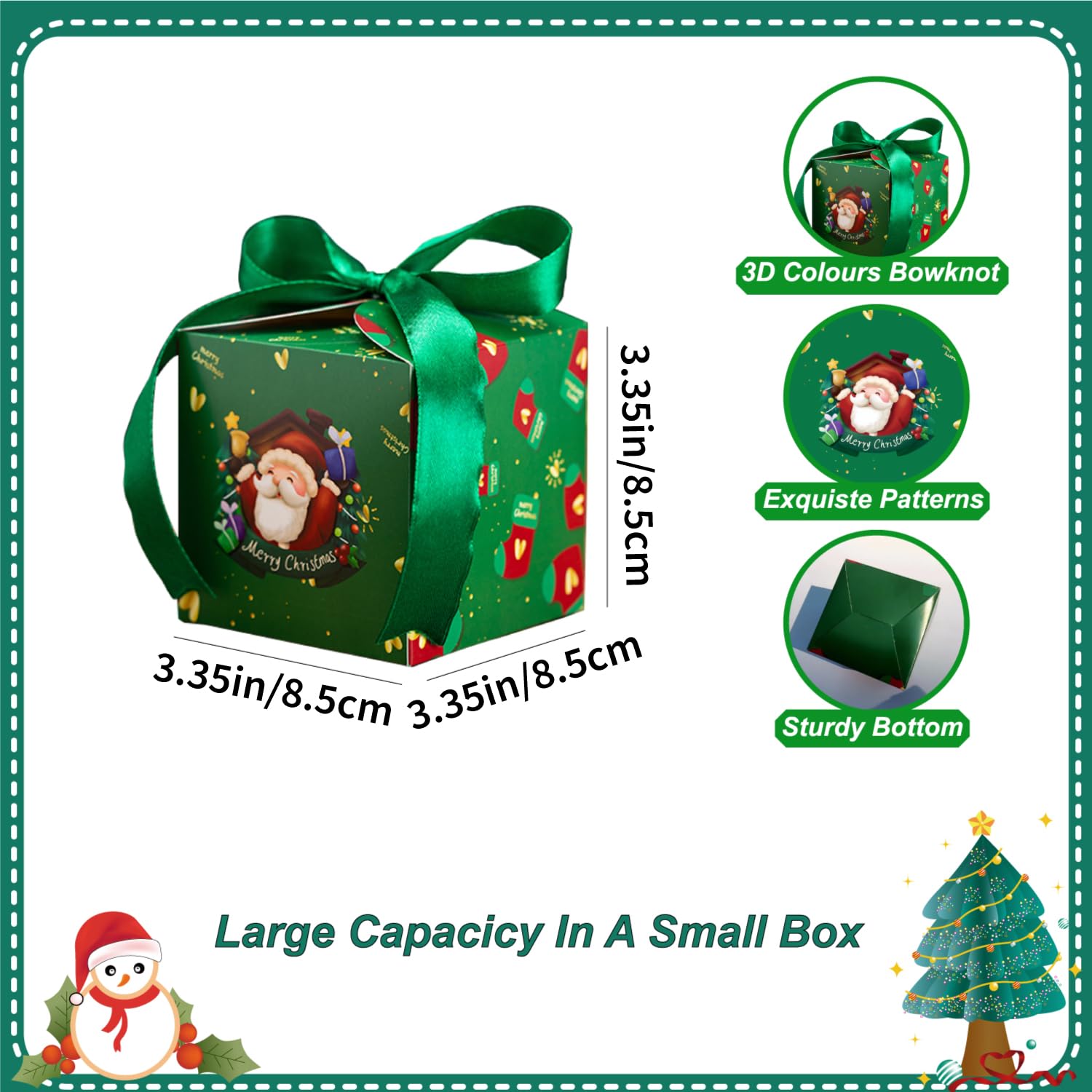 Christmas Gift Boxes Treat Cookie Favor Party Stacking Set with Lids Merry Christmas Goodie Paper Box Small Size Bow Bulk for Chirldren Mini Wrap Decorative Candy Holiday Santa Presents Bags Giving