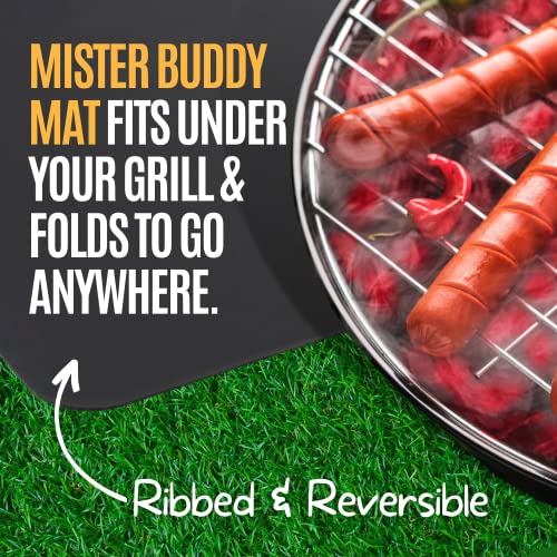 Mister Buddy Mat, 48” Round Rubber BBQ Grill Mat - Under Outdoor Grill Pad to Protect Deck, Patio, and Floors