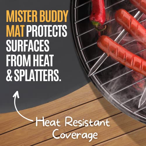Mister Buddy Mat, 48” Round Rubber BBQ Grill Mat - Under Outdoor Grill Pad to Protect Deck, Patio, and Floors