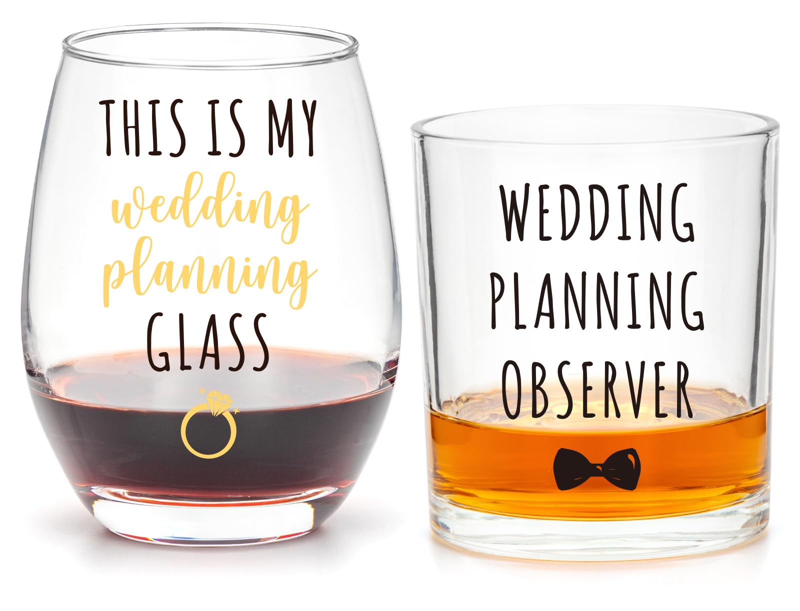 Engagement Gift for Couples 2024, This is My Wedding Planning Wine & Whiskey Glass Set, Newly Engaged Gifts for Couples, Wedding Gifts for Newlyweds Fiance Fiancee,Bridal Shower Gifts for Her