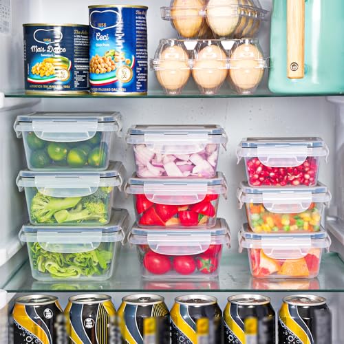 38pcs Containers for Food, 19 Snap Lids and 19 Nesting Containers Plastic Stackable Containers for Kitchen, Refrigerator Organization,Diswasher Safe Microwave Safe