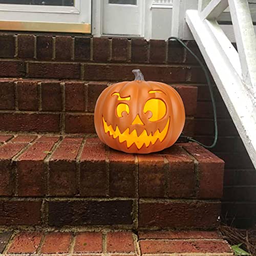 Holiday Pre-Halloween Decorations - Halloween Pumpkin Lantern - lit Pumpkin Lantern- Jack O' Lantern, Large Indoor Outdoor Pumpkin Festival Celebration Garden, Patio, Front Door Décor 11IN Smile Face